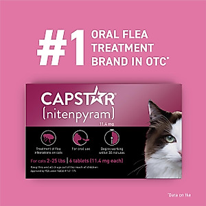 Capstar (nitenpyram) for Cats, Fast-Acting Oral Flea Treatment for Dogs 2-25 lbs, Vet-Recommended Flea Medication Tablets Start Killing Fleas in 30 Minutes, 12 Doses