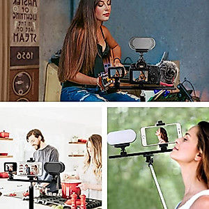 Cold Shoe Bracket Extension Bar, 11.6" Tripod Bracket Mount Dual Camera Flash Mount Can Be Adjust Easily, Aluminum Hot Shoe Extension Bar with 1/4" & 3/8" Screw for Camera LED Video Light Flash Light