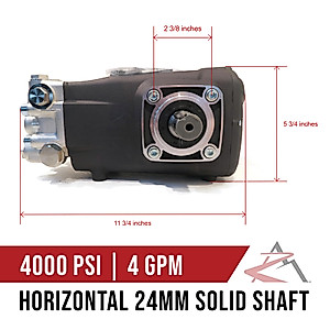 Genuine OEM Annovi Reverberi Horizontal Pump for Pressure Washer for Interpump WS101, 24mm Shaft