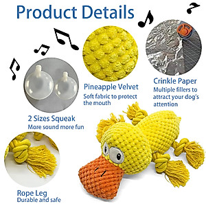 Indestructible Dog Squeak Toys for Big Dogs, Durable Chew Toys for Aggressive Chewers, Tough Stuffed Animals, Toys with Cotton Material and Crinkle Paper,Suitable for Large, Medium and Small Dogs