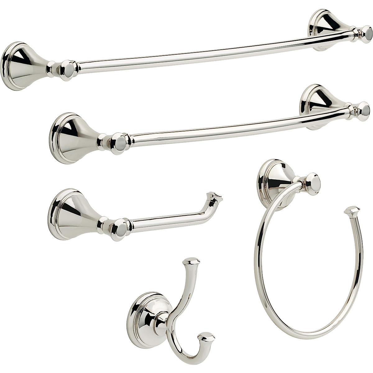 DELTA Cassidy, Robe Hook Polished Nickel Towel Holder, Bathroom Accessories, 79735-PN 3.88 x 2.50 x 3.88, 4.6 x 3.9 x 2.5 inches