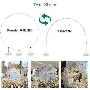 Balloon Arch Kit, 10ft Wide & 9ft Tall Adjustable Balloon Arch Stand with Thicken Water Fillable Base, 50pcs Balloon Clip, Balloon Pump, Ground Nails for Wedding, Graduation, Birthday Party