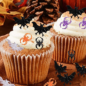 Halloween Spider Rings Bat Ring 150 Pcs, Fake Plastic Glow-in-The-Dark Women Finger Bat Ring Trick or Treat Toy Gifts for Kids Halloween Costume Accessories Party Decoration Black Purple Orange