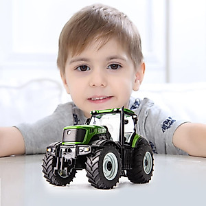 TGRCM-CZ 1:30 V-TRONIC 8250 Farm Tractor, Sound Toy Truck Tractor with Detachable Roof and Openable Engine Cover, Glide Forward Tractor Toys for Kids Boys Girls Outdoor Games, Green