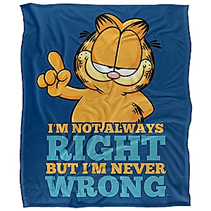 Garfield Blanket, 50"x60", Never Ever Wrong Silky Touch Sherpa Back Super Soft Throw