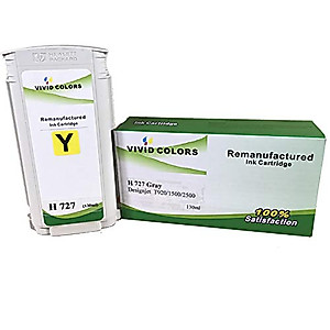 Vivid Colors Set of 6 Remanufactured H 727 Inkjet Cartridges for H Designjet T920 Printer 130ml Ink Tanks