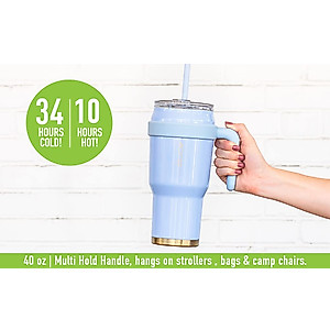 REDUCE 40 oz Mug Tumbler, Stainless Steel with Handle - BPA Free - (Red and White)