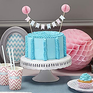 Ginger Ray Birthday Cake Bunting Topper with Flags Poms, Chevron Divine