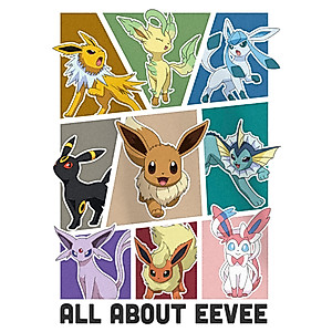 Fifth Sun Pokemon Eeveelution Girls Short Sleeve Tee Shirt, White, Small