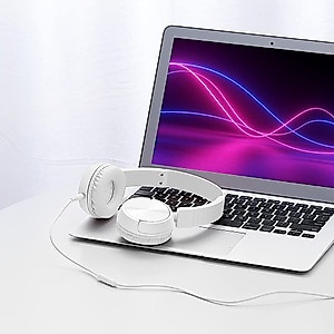 Wired Headset with Microphone, Stereo Deep Bass Gaming Headset Foldable Headphone with 3.5mm Jack and Soft PU Earmuffs for PC, Laptop, iPad, iPhone, Nintendo Switch (WHITE)