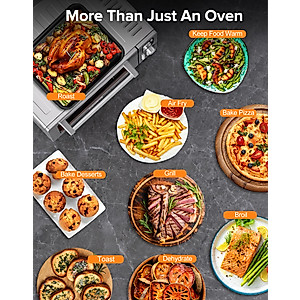 Nuwave Bravo Pro Smart 21QT Toaster Oven Air Fryer Combo, Convection Oven Countertop, 12 functions all in 1, with even & quick crisp technology, 50-450°F, 1800W, Stainless Steel