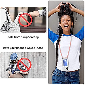 Fsoole Clear Crossbody Wallet Case Women with Credit Card Holder Slot (for iPhone 12 Pro Max) - Pink Lanyard