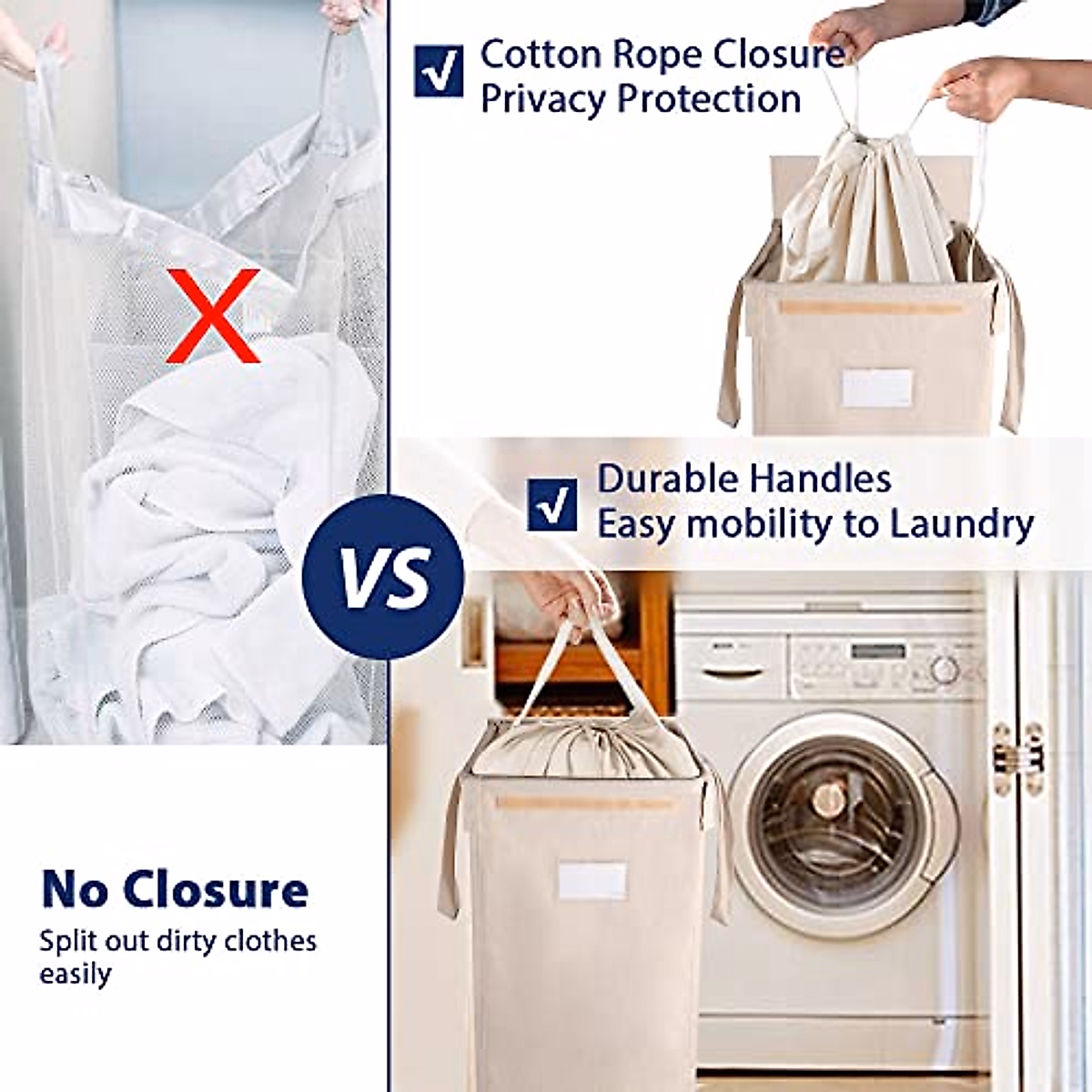 MCleanPin Laundry Hamper with Lid and 2 Removable Liners, 71 LCollapsible Dirty Clothes Hamper for laundry and 2 Handles, Foldable Baby Nursery Hamper Dorm Room Laundry Bags for College, Beige