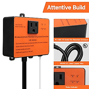 briidea Automatic Roof De-Icing Heat Cable Control with Large Capacity 1800W, LED Indicator, for Controlling Roof Heater On & Off