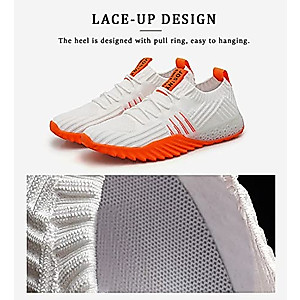 mitvr Womens Colorful Sneakers Fashion Sports Shoes Breathable Casual Walking Shoes,White Orange,41EU=9.5 M US Women