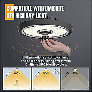 Motion Sensor for LED UFO High Bay Light, Zhaga 4 Pin Sensor, Suitable for Warehouse, Storage, Shop, Detection Range 39ft, Works with 100W/150W/200W/240W OmiBrite LED UFO High Bay Light