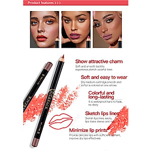 Petansy Lip Liner Pencils Set 12 Colors Waterproof Smooth Lip Pencils High Pigmented Lip Liner Set Matte Lipstick Pen