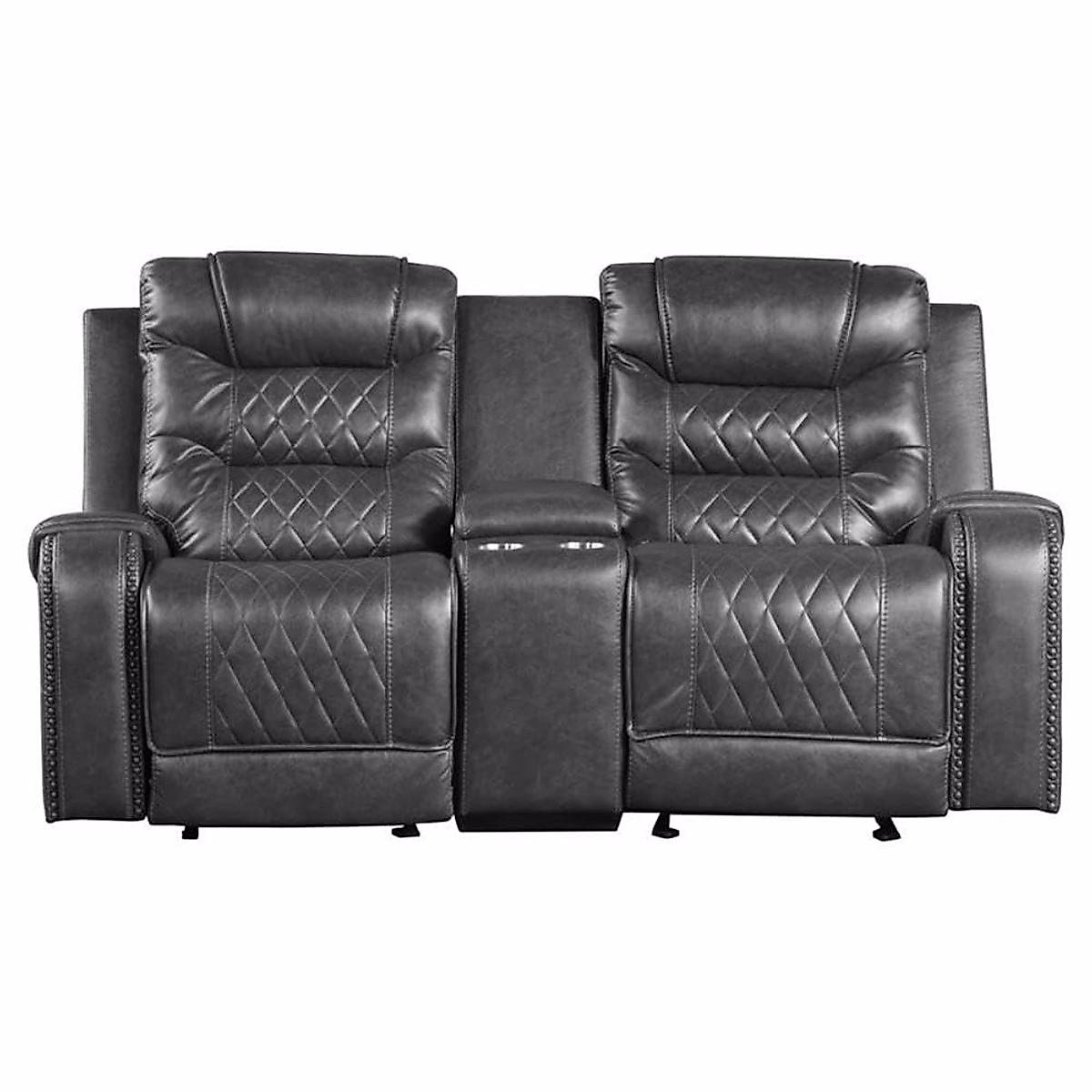 Lexicon Derringer Wall Hugger Manual Double Glider Reclining Loveseat, Gray