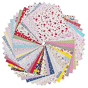RayLineDo 50pcs 8 x 8 inches (20cmx20cm) Printed Cotton Fabric Bundle Squares Patchwork DIY Sewing Scrapbooking Quilting Pattern Artcraft