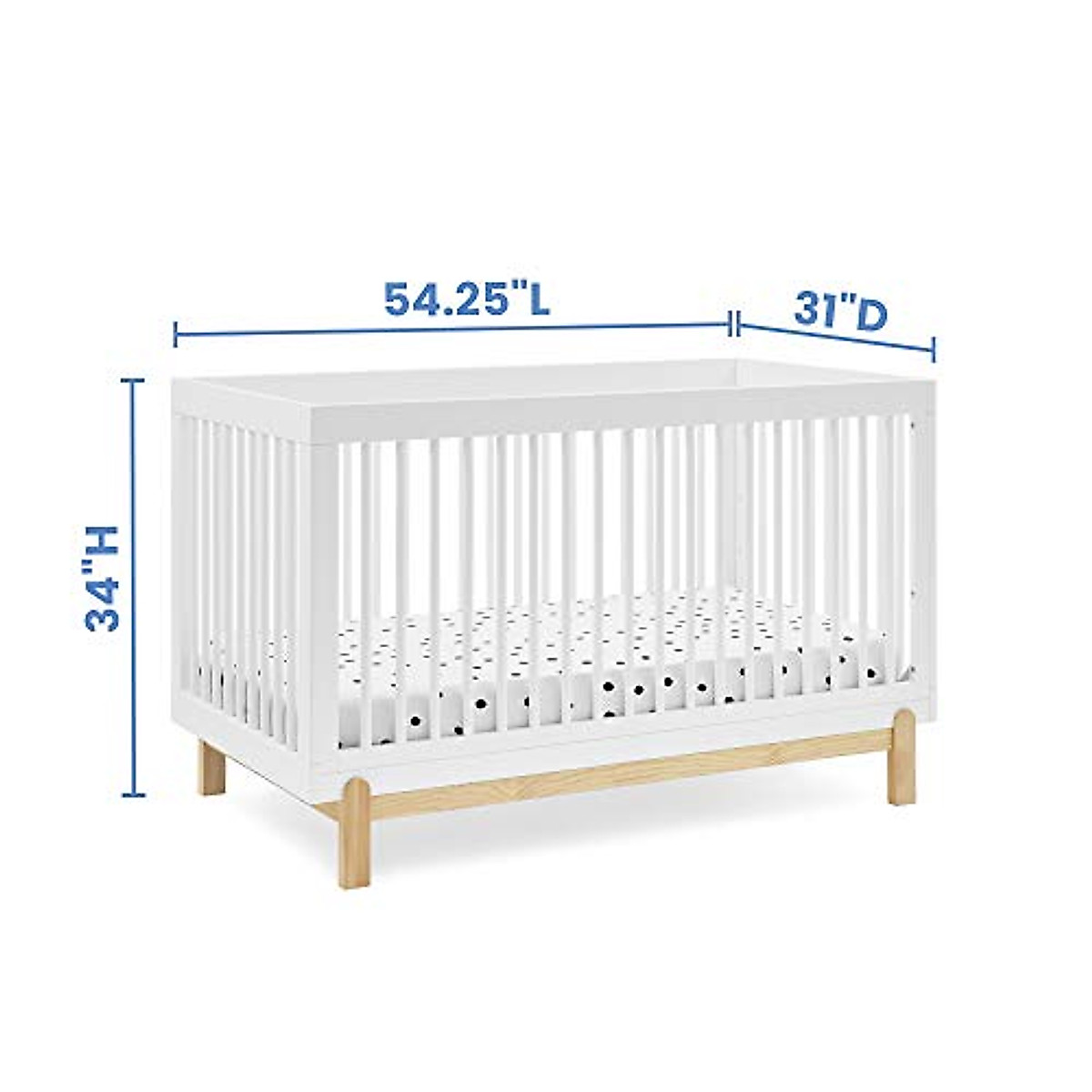 Delta Children Poppy 4-in-1 Convertible Crib, Bianca White/Natural