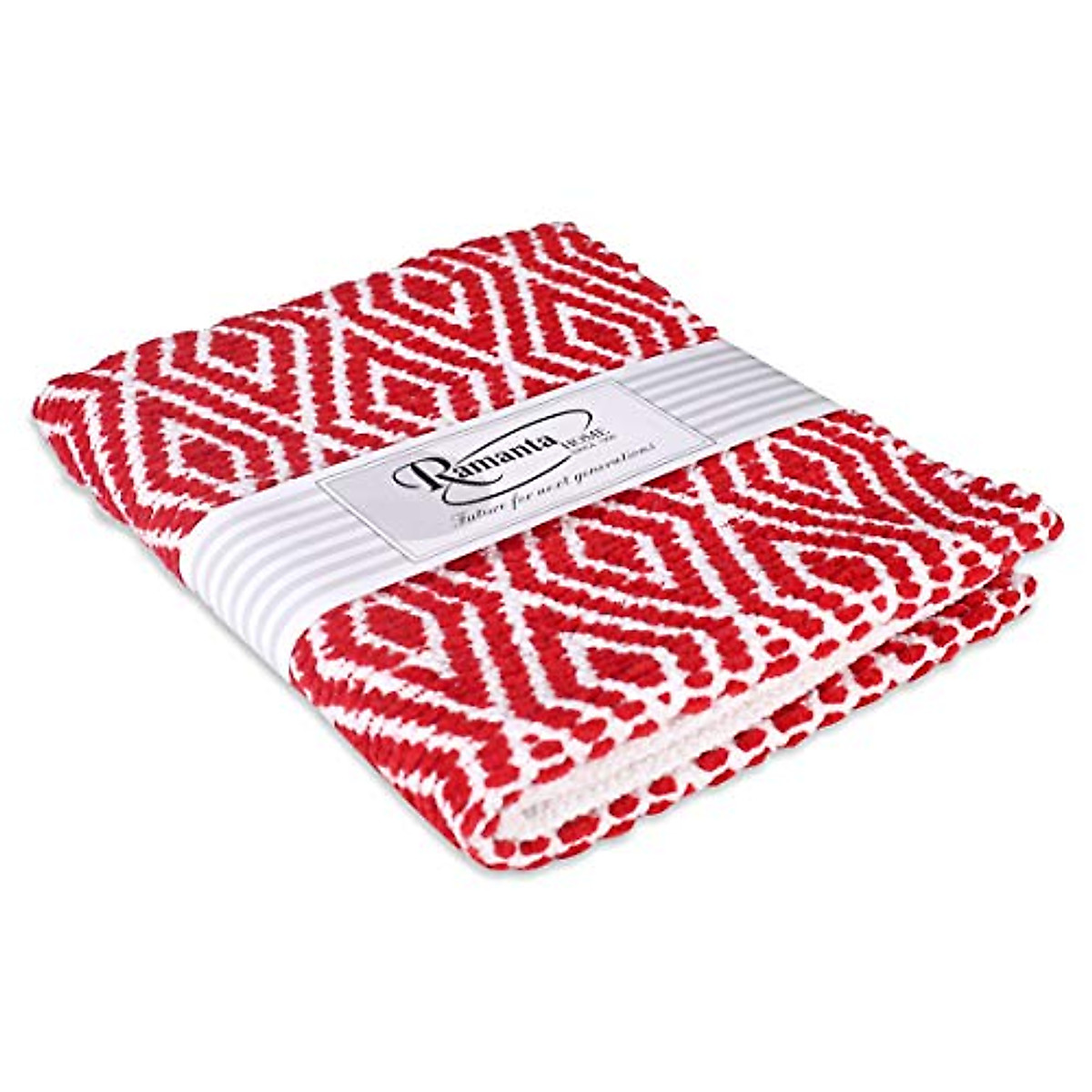 Ramanta Home 100% Cotton Diamond Rug 21x34 Hand Woven Reversible Washable Rug - Red,Farmhouse Bathroom Rugs,Entry Rugs,Rugs for Living Room,Rag Rug,Kitchen Rug Cotton,Machine Washable Rug,Woven Rug