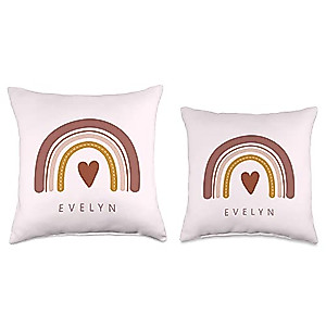 Rainbow Boho Girls Name Gifts Rainbow Boho Girls Name Evelyn Throw Pillow, 16x16, Multicolor