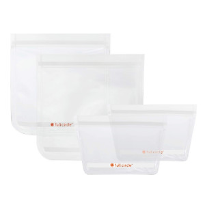 Full Circle ZipTuck Reusable Plastic Bags Sandwich Set and Snack Set, Clear