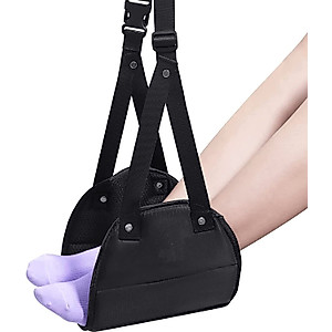 Foot Rest,Portable Travel Footrest Flight Carry-On Foot Rest Adjustable Height Foot Rest Travel Accessories Footrests Hammock,Black