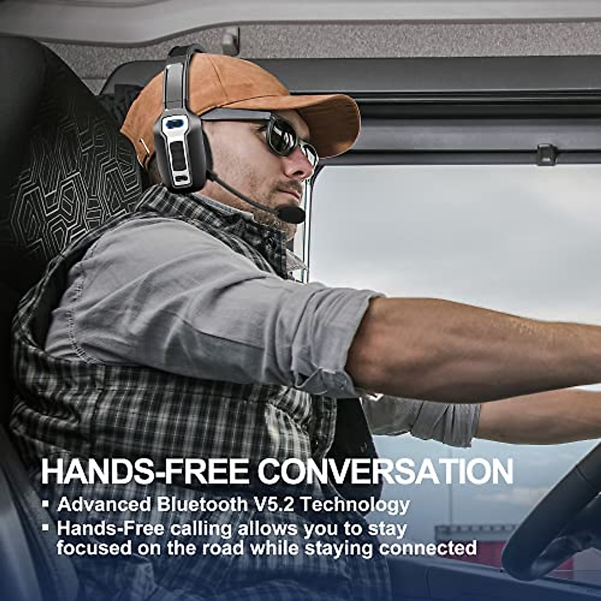 Sarevile Trucker Bluetooth Headset, V5.2 Wireless Headset with Upgraded Microphone AI Noise Canceling, On Ear Bluetooth Headphone with Mute for Driver Office Call Center