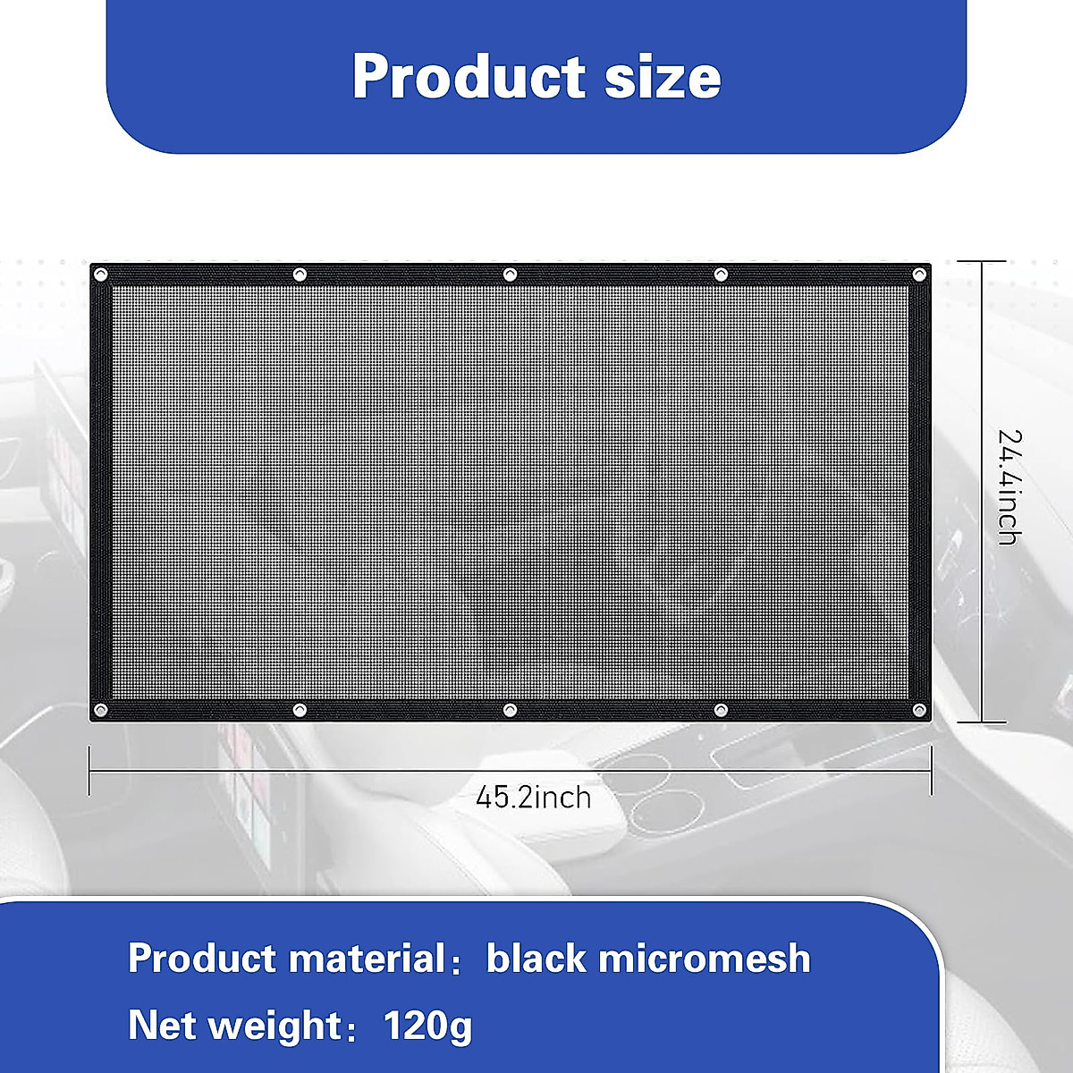 gunhunt Pack-1 Car Pet Protection Net, Car Divider Net, Pet Net Barrier, Backseat Safety Guardrail, Obstacle Isolation Net, Car Interior Products, for Most Cars, Trucks and Vans (Black)