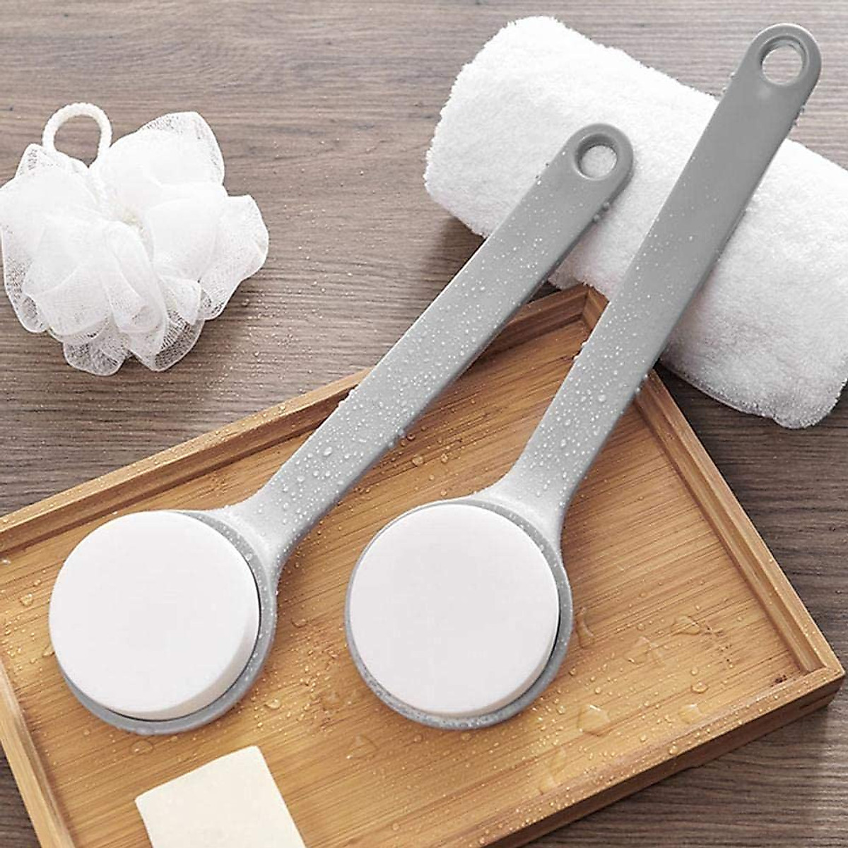 WAGA Bath Brush Body Exfoliating Scrubber Long Handle Body Back Massage Shower Foam Bath Body Brush Cleansing Accessories