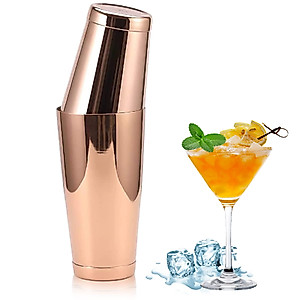Stainless Steel Pro Boston Shaker - 2 Piece Unweighted 18oz & Weighted 28oz Martini Drink Shaker Kit for Bartender - Copper