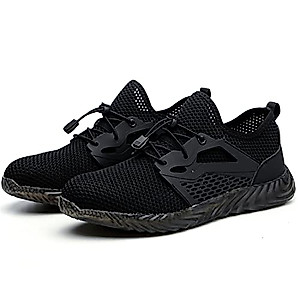 SUADEX Steel Toe Shoes Men Women Indestructible Work Safety Shoes Working Industrial Construction Sneakers Pure Black