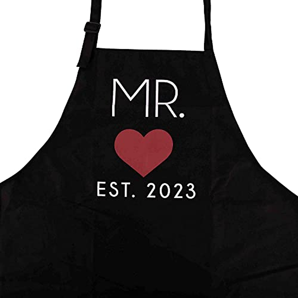 GSM Brands Mr. and Mrs. 2023 Couples Kitchen Aprons (2-Piece Set) Cute, Funny Cooking Bibs for Wedding Marriage Newlyweds