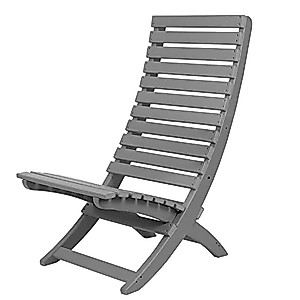 DAILYLIFE Patio Chairs, Resin Outdoor Chairs Free Installation with Retractable Armrest, 300lbs Capacity Weather Resistant Plastic Composite Chairs for Deck Garden Backyard Lawn Pool Beach, Slate Gray