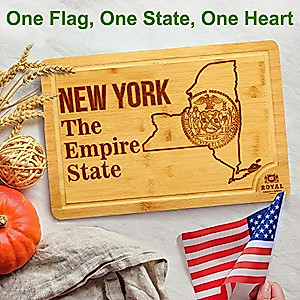 Bamboo State Cutting Board for Kitchen – New York Cheese Board, Charcuterie Platter & Serving Tray, (15" x 10")