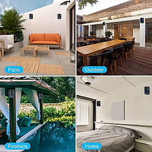 Herdio 6.5 Inches Indoor Outdoor Bluetooth Speakers Waterproof with Powerful Bass,Wall Mount Speakers Wired Weather Resistant for Patio Home Deck Porch Backyard 400 Watts(Black)