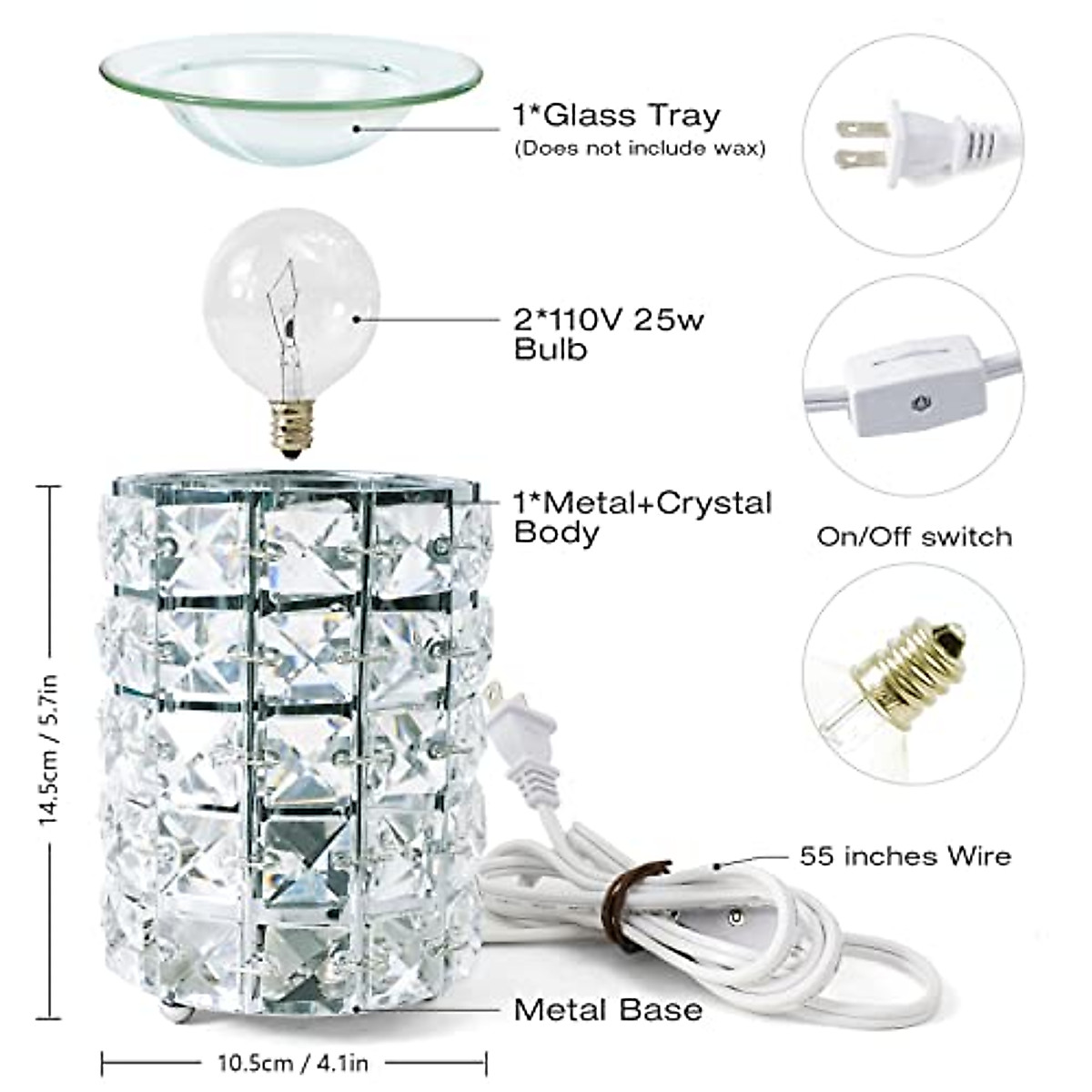 STRN Wax Melts Warmer, Crystal Wax Warmer, Electric Wax Melter Burner, Wax Melt Warmer for Wax Melts, Valentines Day Gifts, Home Office Fragrance Decorations for Mom