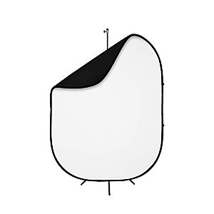 Fovitec Reversible 5'x6.5' Black and White Pop-Up Backdrop with Stand and Clip, for Headshot and Portrait Photography, Vlogging, Video Conference, and Live Stream