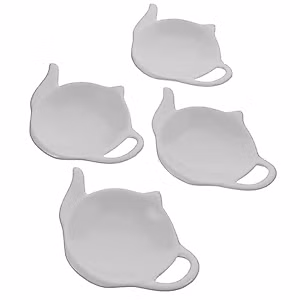 Soy Sauce Dish 4pcs Teapot Shaped Tea Bag Holder Teabag Coaster Seasoning Dish Teabag Holder Saucer Spoon Rests Snack Dish Appetizer Plates White Tea Plates
