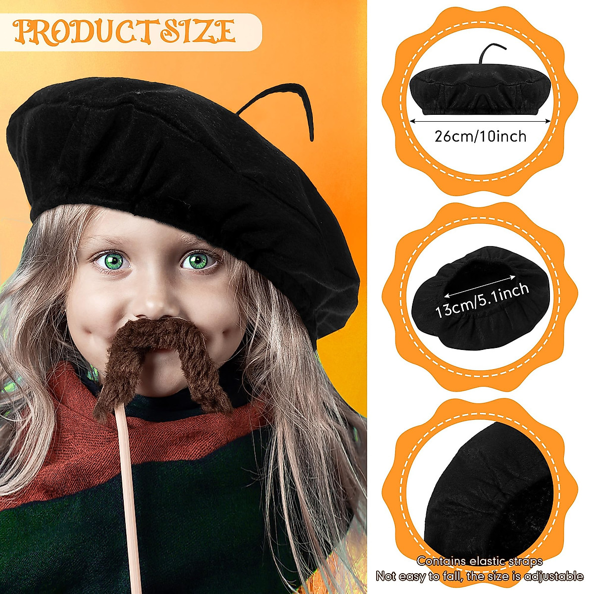 Xaatren 40 Pcs French Berets and Scarves Bulk Beret Hats for Women Kids Felt Artist Beret with Scarf for Halloween Costume(Neon Colors)