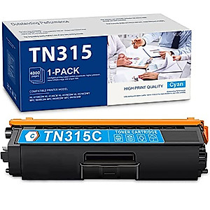 NUCALA Compatible TN-315C TN315C TN 315C High-Yield Toner Cartridge Replacement for Brother MFC-9650CDW HL-4570CDWT HL-4150CDN HL-4140CW MFC-9640CDN MFC-9970CDW Printer Ink Cartridge (1-Pack Cyan)