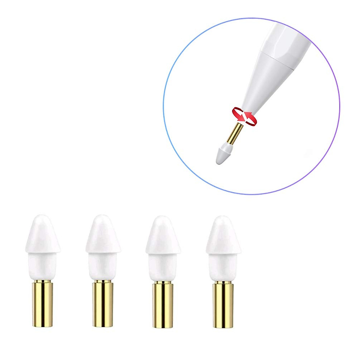 White Replacement Tips for JAMJAKE K10 Stylus Pen (4 Pack)