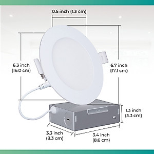 INFIBRITE 6 Inch WiFi Smart Ultra-Thin LED Ceiling Mount Recessed Light 12W 1100LM Dimmable with Junction Box, App & Voice Control, Alexa/Google Compatible, ETL & Energy Star, Wet Rated (6 Pack)