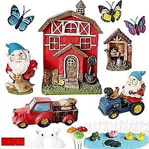 BangBangDa Miniature Fairy Garden Accessories - Garden Gnome Figurines House Set of 22PCS - Outdoor Resin Mini Gnomes Statue for Plant Pots Decor, Women Gardening Lover Birthday Gift