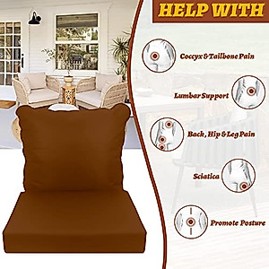 Outdoor Chair Cushions 24 x 24 inches, Soft and Comfortable Patio Furniture Cushions with Removable Cover,Outdoor Deep Seat Cushions and Cushion for Chairs, Sofas and Other Multiple Scenes. (Brown)