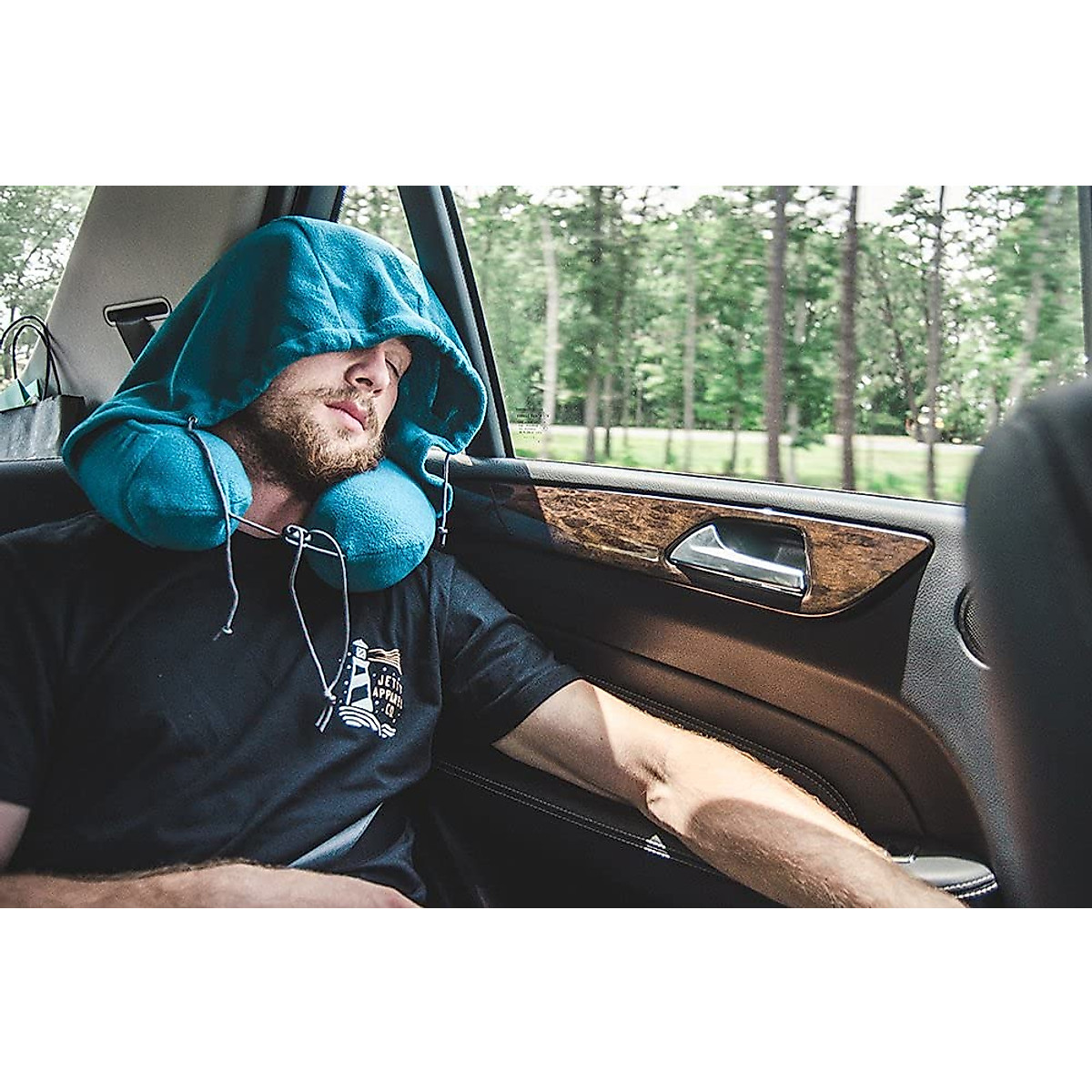 Grand Trunk Hooded Travel Pillow: 360 Neck and Head Support, High-Grade Memory Foam, Adjustable Light-Blocking Hood, Carry Bag Included - Perfect for Car or Airplane Sleeping