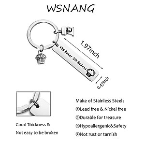 WSNANG Funny Baker Gift 49% Baker 51% Badass Keychain Cupcake Charm Jewelry Pastry Chef Gift Culinary School Graduation Gift Bake Lover Gift (Baker keychain)