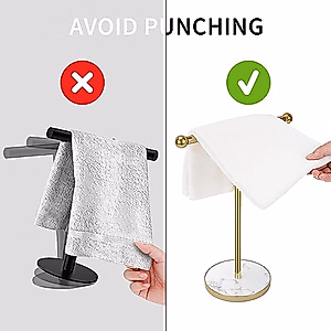YINMIT Hand Towel Holder Stand, Bathroom Countertop Towel Rack with Marble Base, Freestanding Kitchen Towel Rack, Heavy Duty T-Shape Face Towel Stand for Bathroom, Kitchen, Vanity