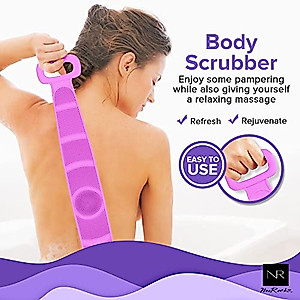 NeeRockz - Silicone Body Scrubber and Scalp Massager Set, 3-Inch Scalp Exfoliator and Dual-Sided 31.5-Inch Back Scrubber for Shower, Ergonomic Hair Massager and Bath Scrubber